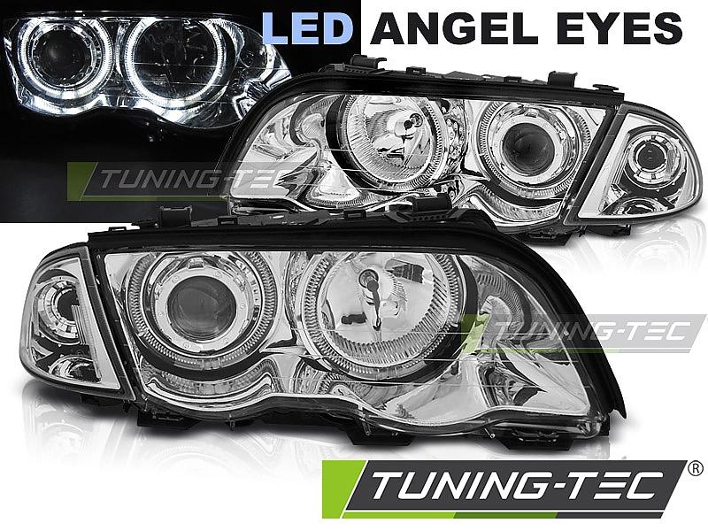 Přední světla LED Angel eyes BMW E46 sedan/touring chrom ...